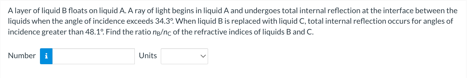 Solved A layer of liquid B floats on liquid A. A ray of | Chegg.com