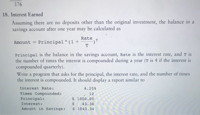 Solved 376 18. Interest Earned Assuming there are no | Chegg.com