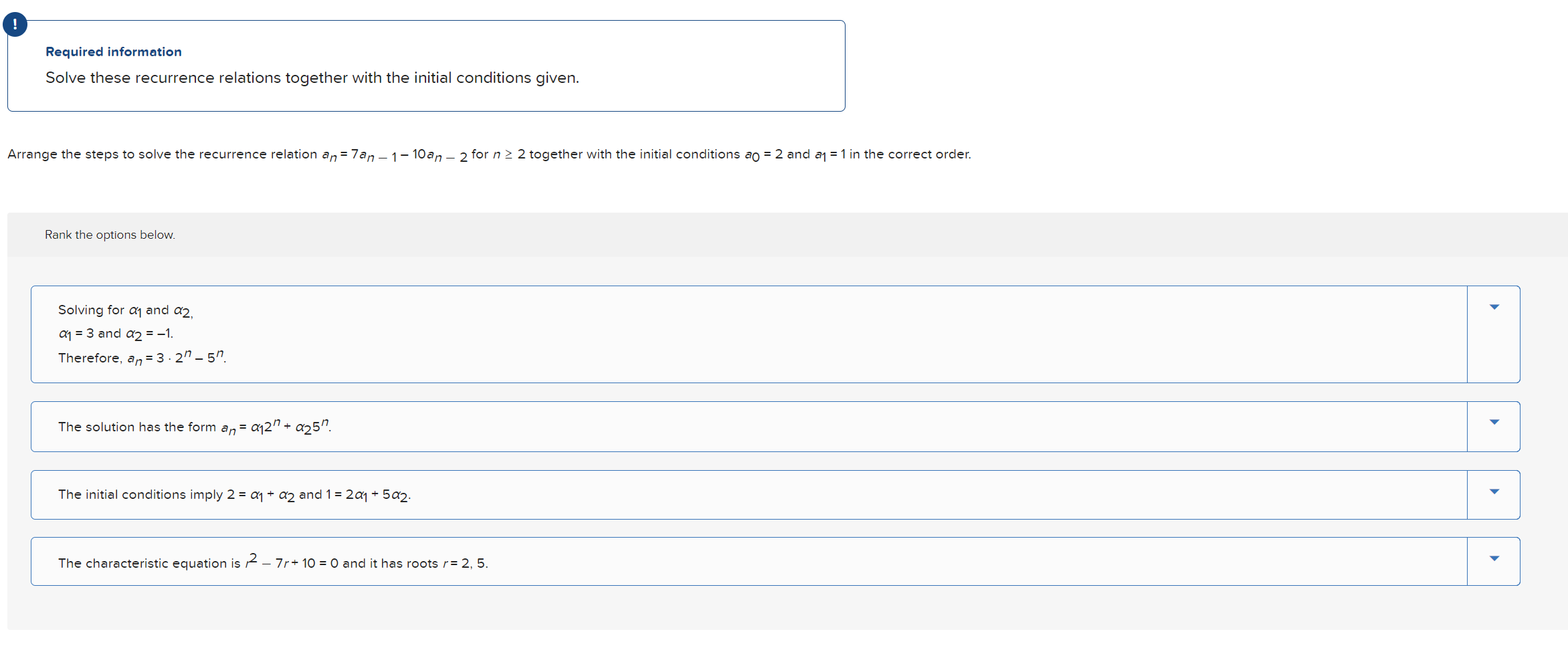 Solved Solve these recurrence relations together with the | Chegg.com