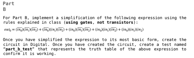 Solved PartBFor Part B, ﻿implement a simplification of the | Chegg.com