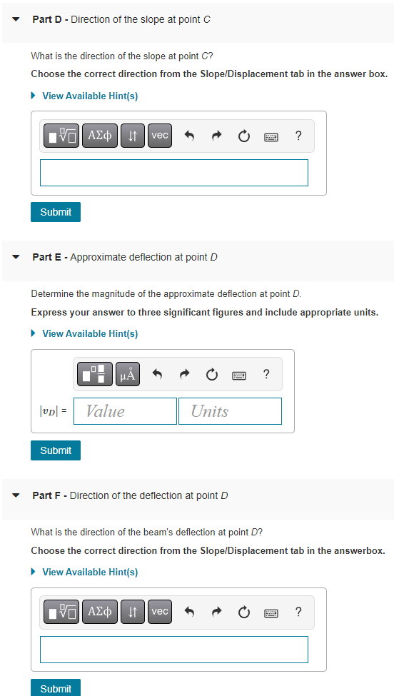 Solved Learning Goal: Part A - Deflection at point C To | Chegg.com