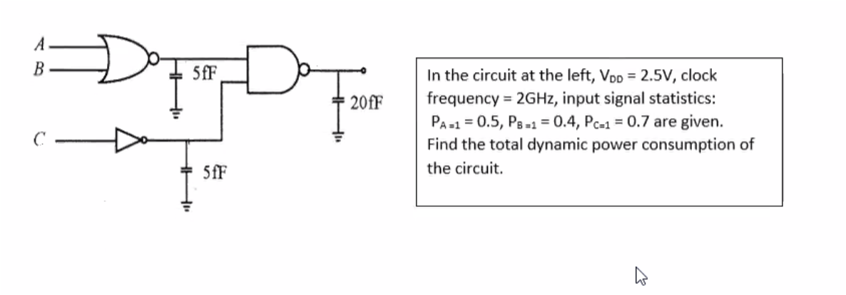 Solved B 5fF 20fF In the circuit at the left, Vpp = 2.5V, | Chegg.com