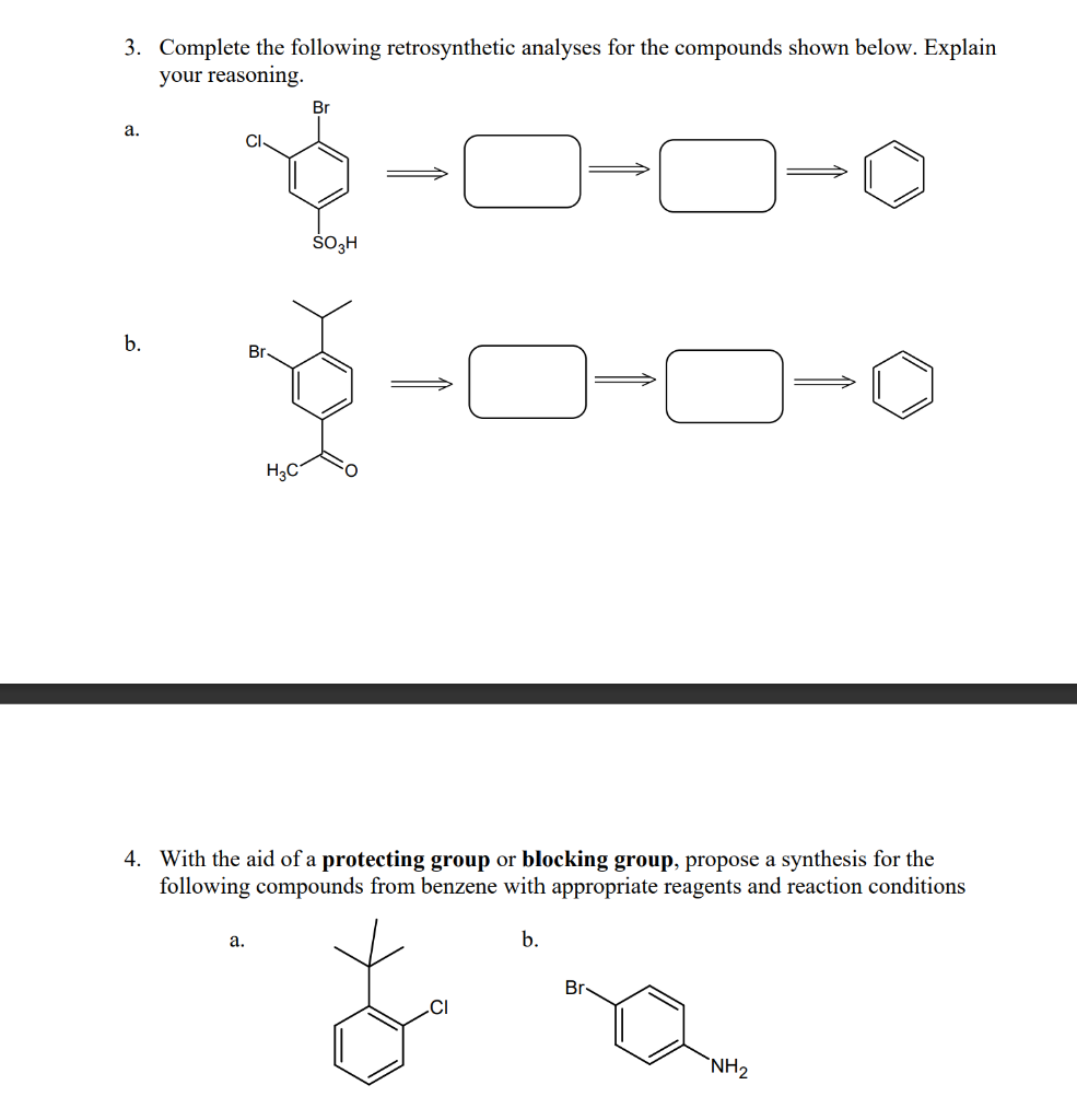Solved 3. Complete the following retrosynthetic analyses for | Chegg.com