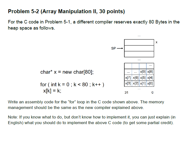 Solved Problem 5-2 (Array Manipulation II, 30 points) For | Chegg.com