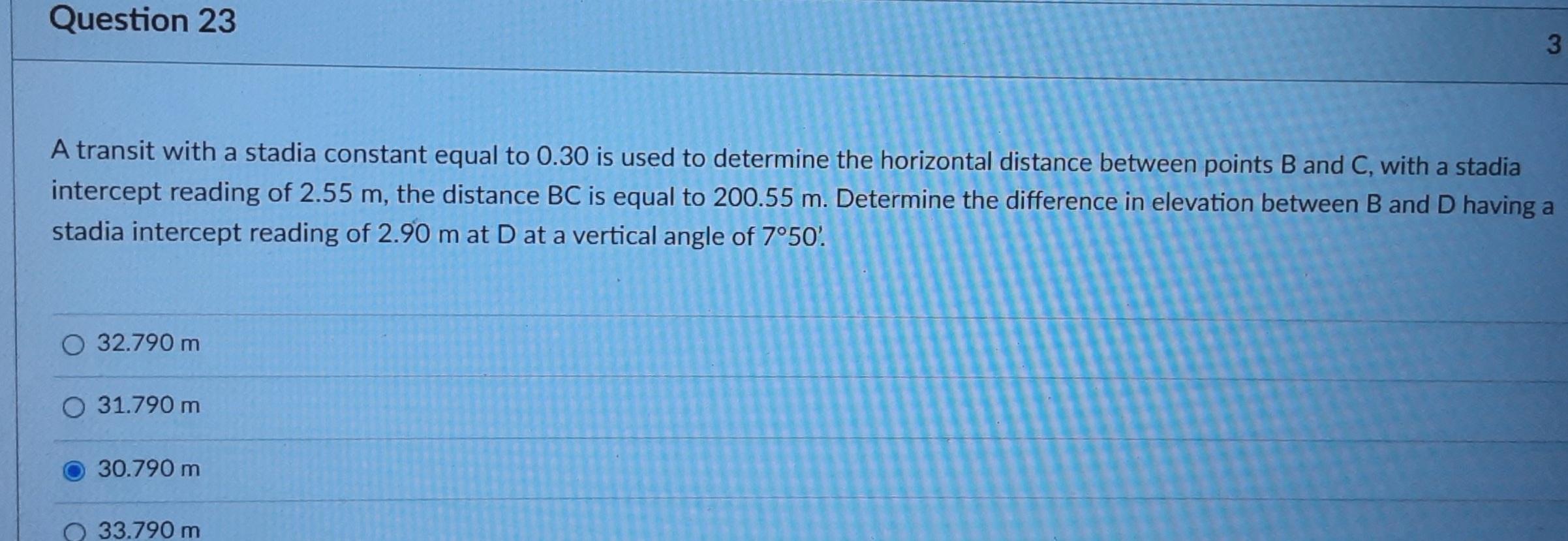 Solved Question 23 3 A transit with a stadia constant equal | Chegg.com