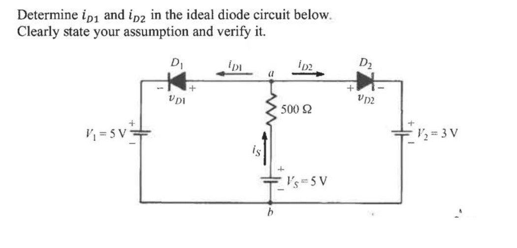 Solved Determine iD1 and iD2 in the ideal diode circuit | Chegg.com