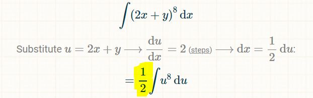 Solved ((2x + * dx - du Substitute u = 2x +y = 2 (steps) | Chegg.com