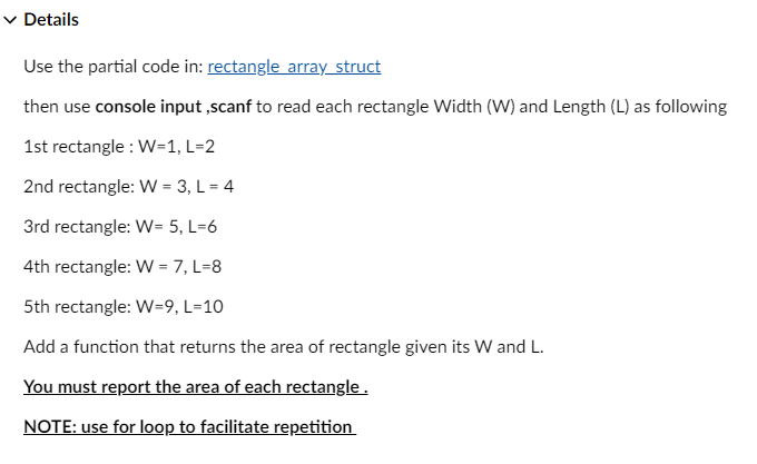 Solved Use The Partial Code In Rectangle Array Struct Then 