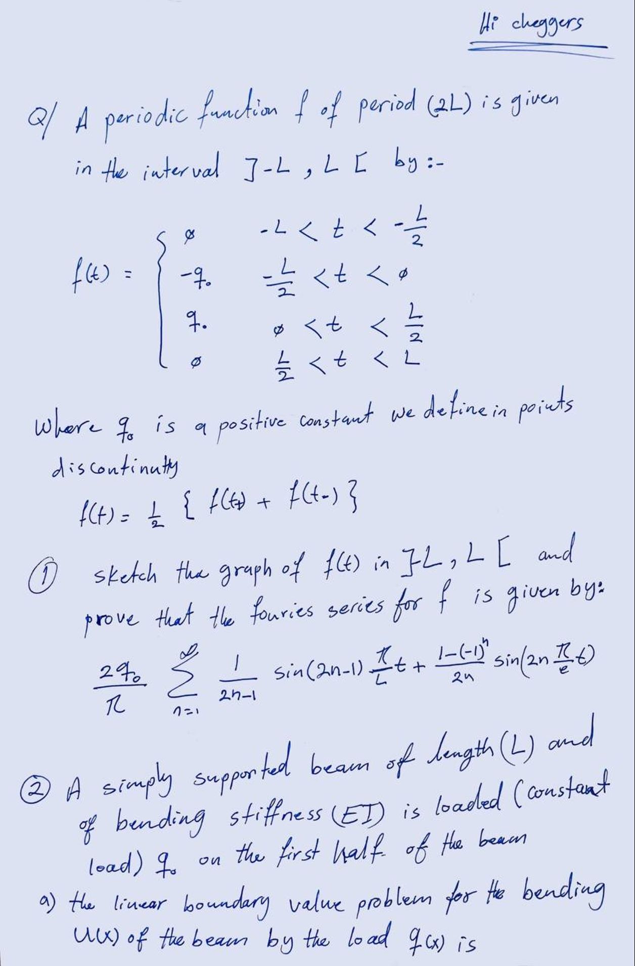 Solved aHi cheggersQ) ﻿A periodic function f ﻿of period (2L) | Chegg.com