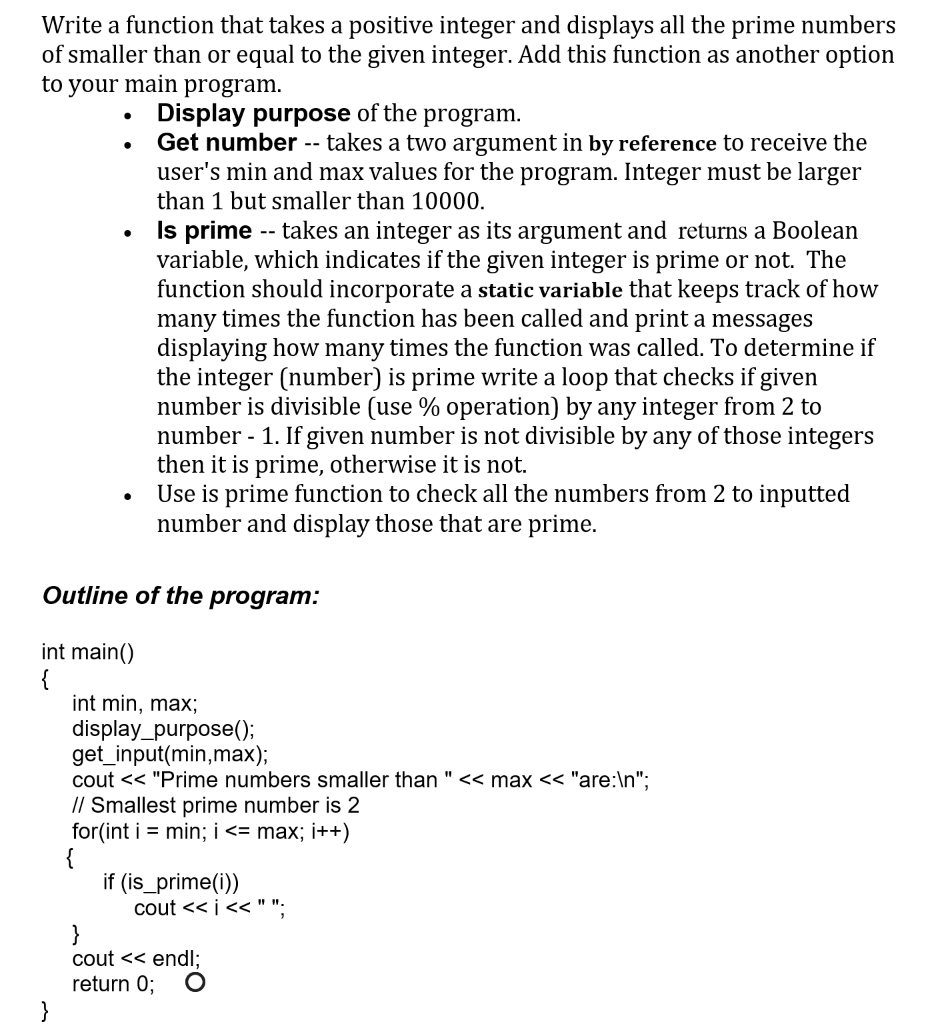 Solved Write a function that takes a positive integer and | Chegg.com