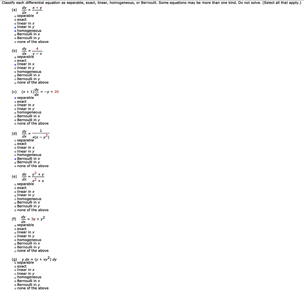 Solved Classify Each Differential Equation As Separable