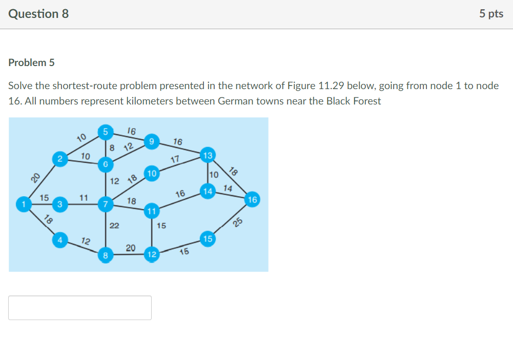 Solved Question 8 5 pts Problem 5 Solve the shortest-route | Chegg.com