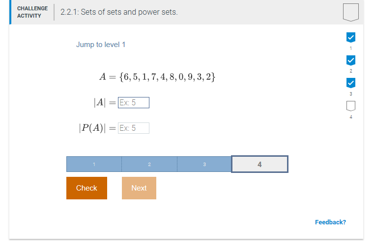 Solved CHALLENGE ACTIVITY 2.2.1: Sets of sets and power | Chegg.com
