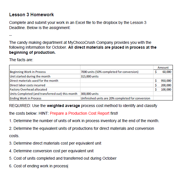 Solved Lesson 3 Homework Complete and submit your work in an | Chegg.com