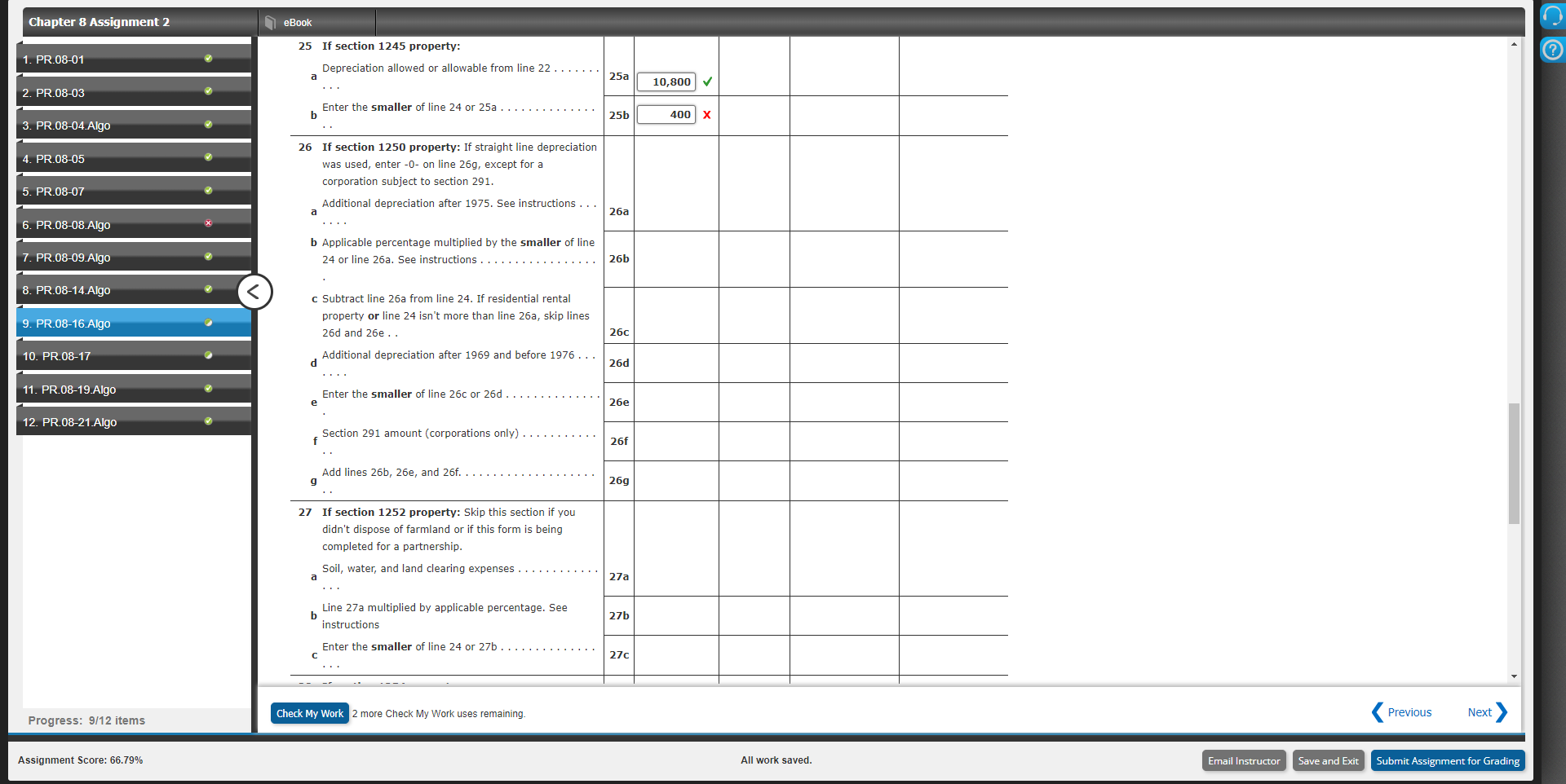 Chapter 8 Assignment 2 eBook 1. PR.08-01 Problem 8-16 | Chegg.com