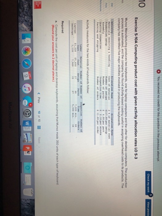 Solved in the 10 Exercise 5-10A Computing product cost with | Chegg.com