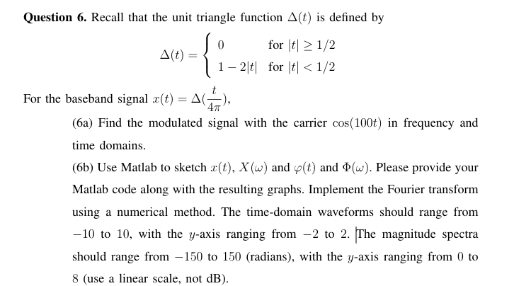 Question 6. ﻿Recall that the unit triangle function | Chegg.com