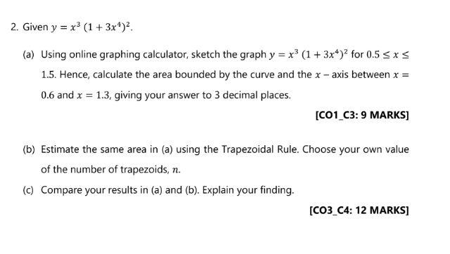 Solved 2. Given y=x3(1+3x4)2. (a) Using online graphing | Chegg.com