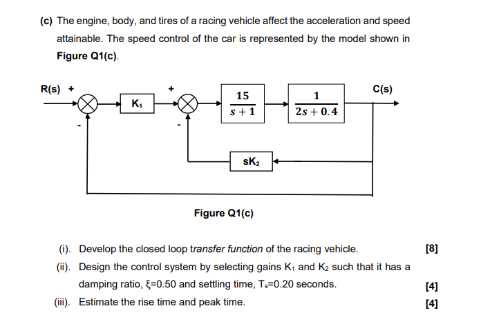 Solved (c) The engine, body, and tires of a racing vehicle | Chegg.com