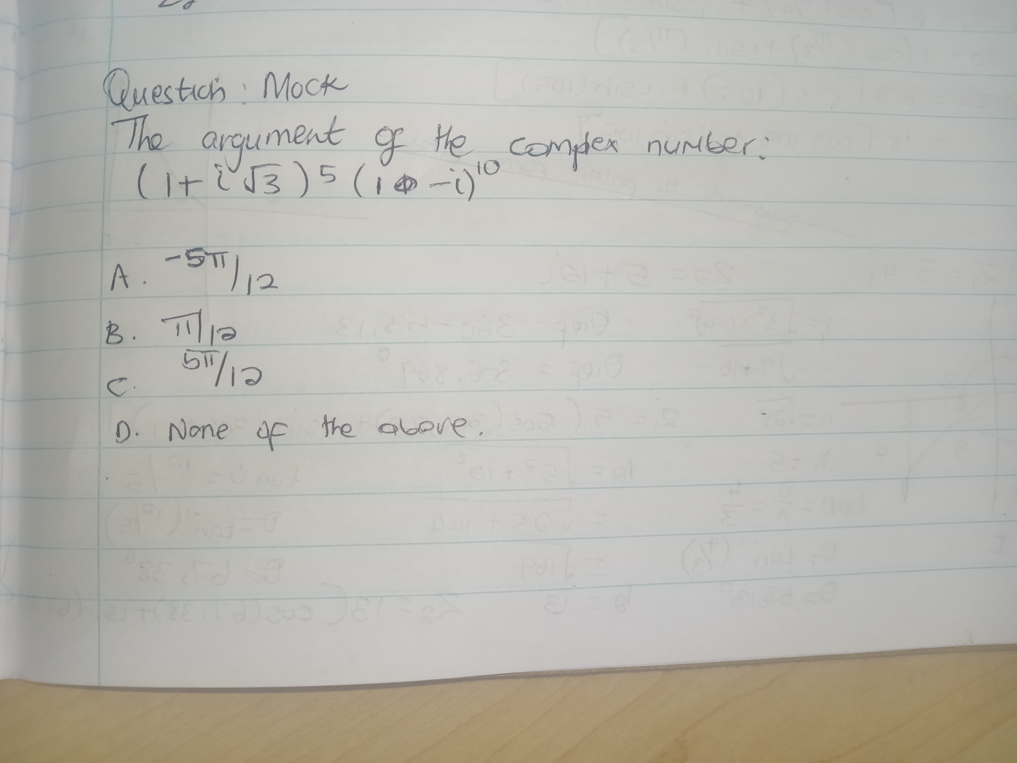 Solved Questich: MockThe argument of ﻿the complex | Chegg.com