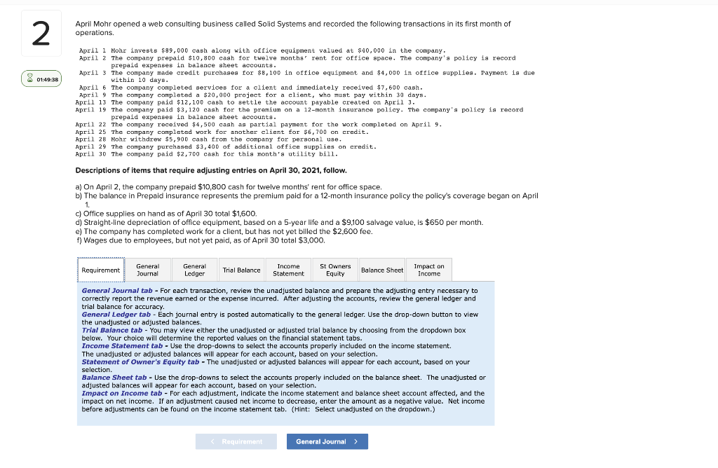 2 01:49:38 April Mohr opened a web consulting | Chegg.com