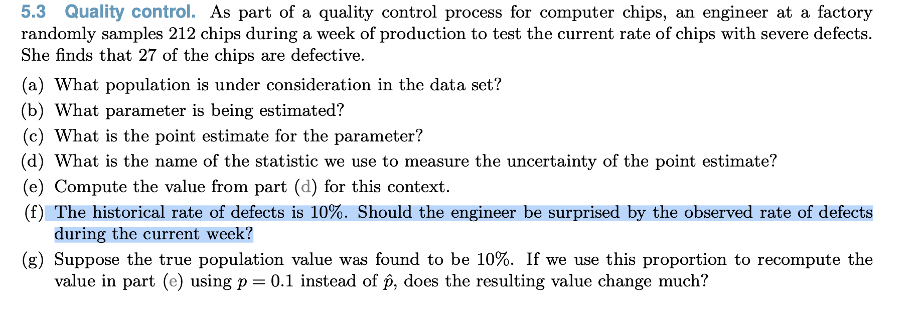 Solved 5.3 Quality control. As part of a quality control | Chegg.com