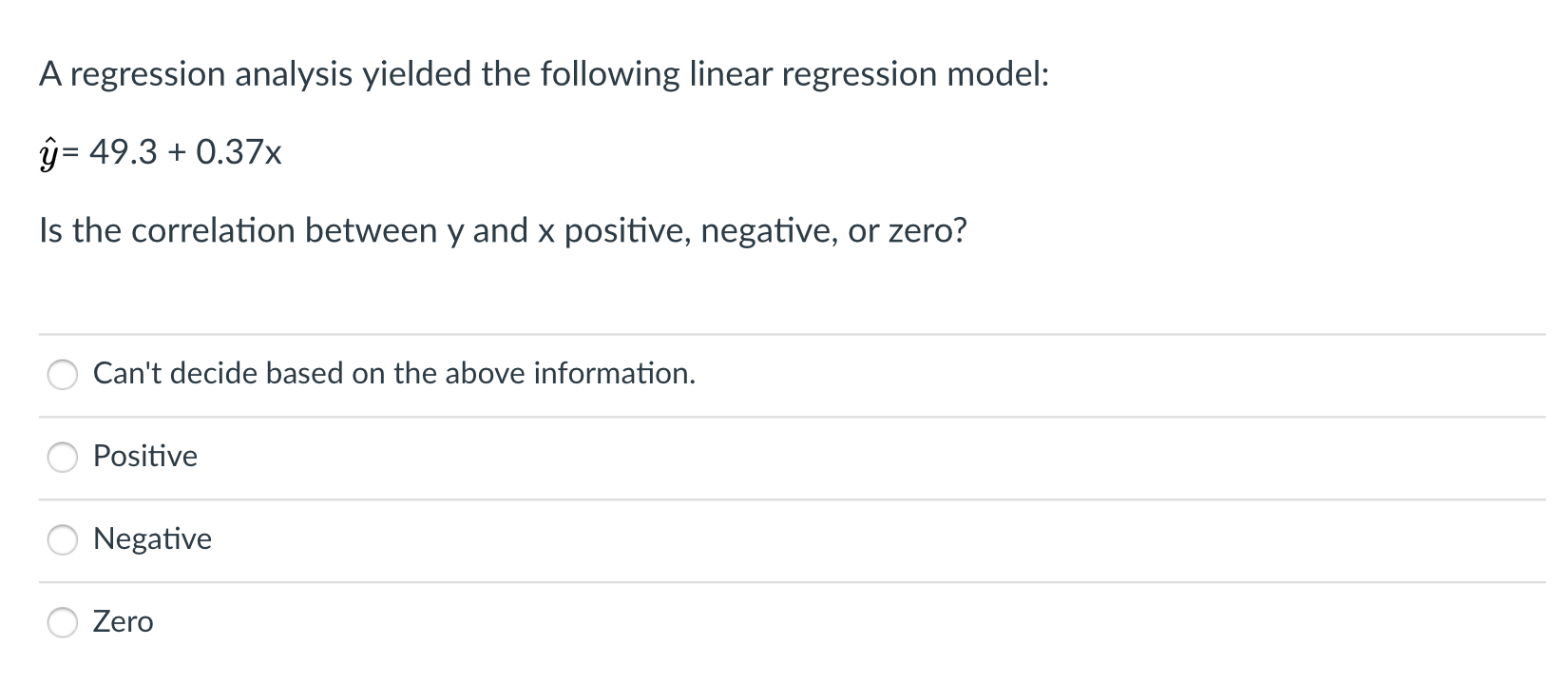 Solved A regression analysis yielded the following linear | Chegg.com