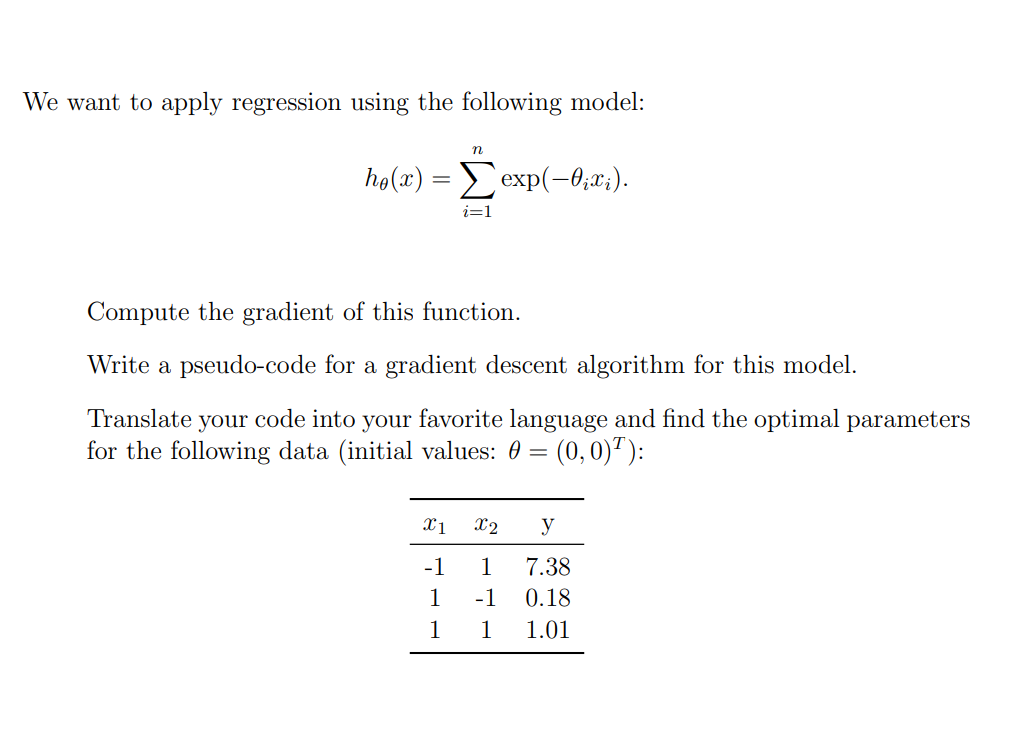 Solved We want to apply regression using the following | Chegg.com