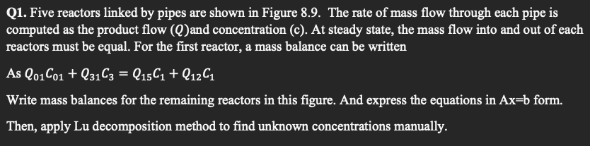 Solved Q1. Five reactors linked by pipes are shown in Figure | Chegg.com