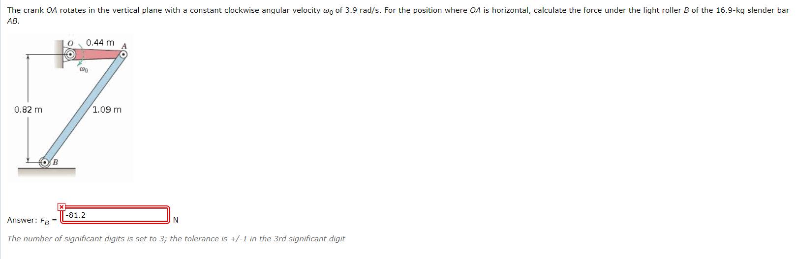 Solved The crank OA rotates in the vertical plane with a | Chegg.com