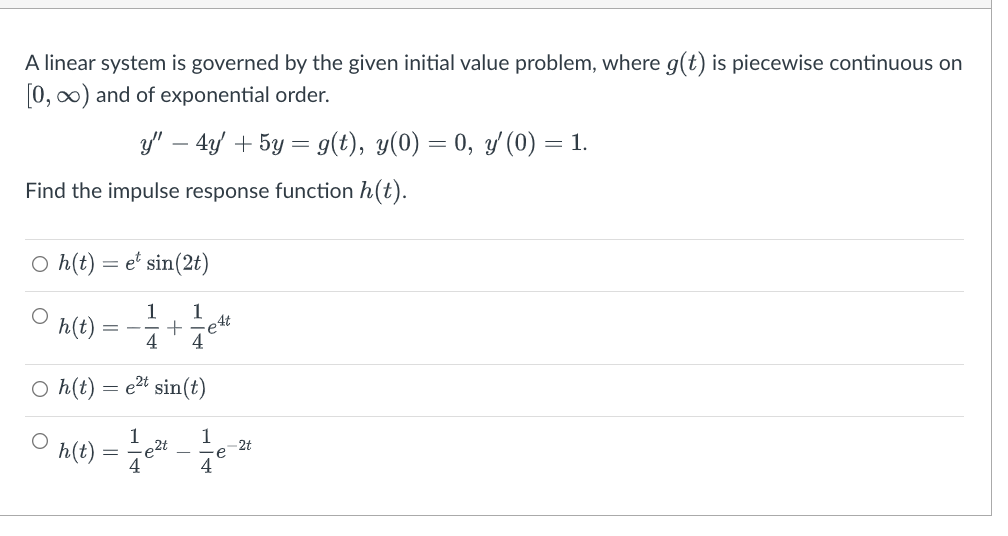 Solved A linear system is governed by the given initial | Chegg.com