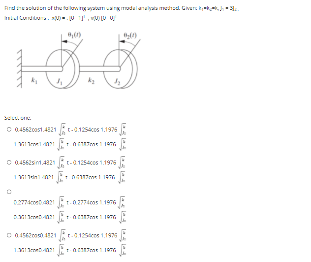 Solved Find the solution of the following system using modal | Chegg.com