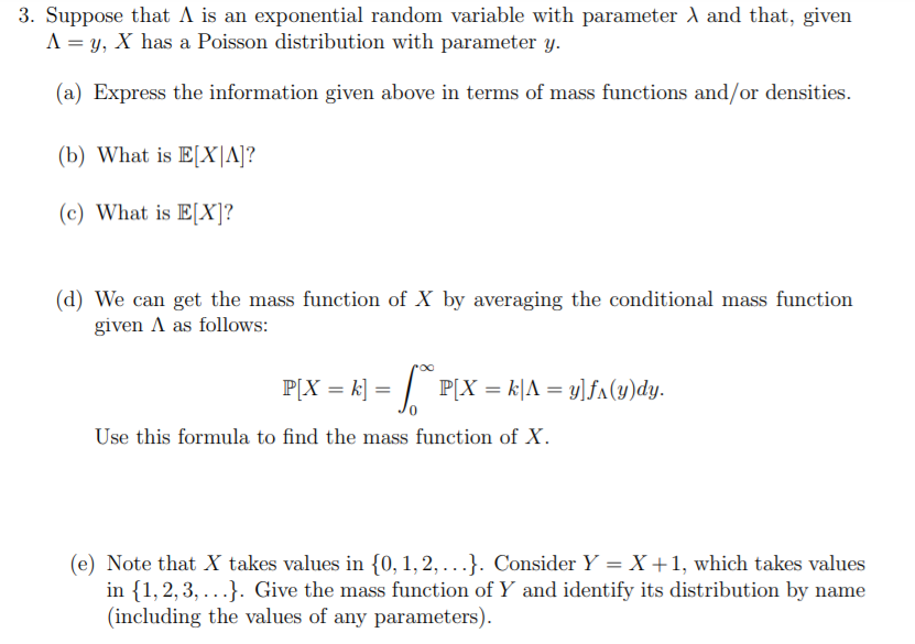 Solved 3 Suppose That A Is An Exponential Random Variable