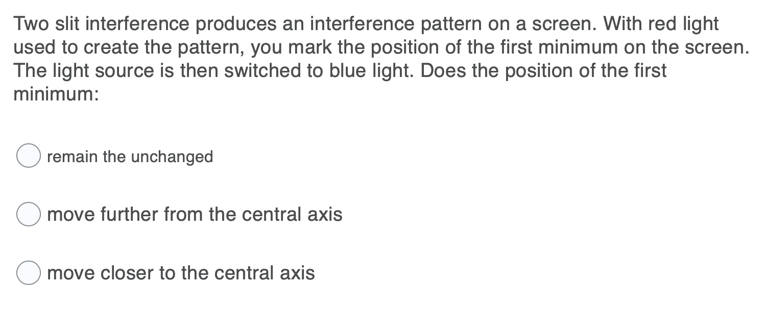 Solved Two slit interference produces an interference | Chegg.com