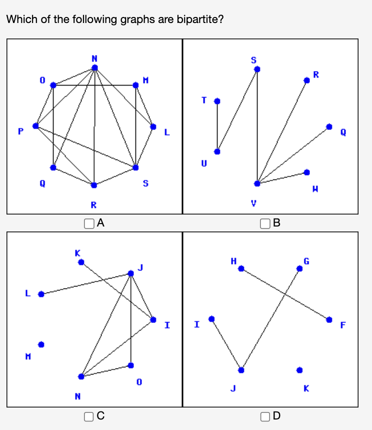 Solved Which of the following graphs are bipartite?Which of | Chegg.com