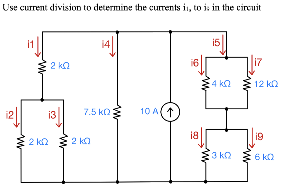 Solved Use current division to find currents i1, i2, i3, i4, | Chegg.com
