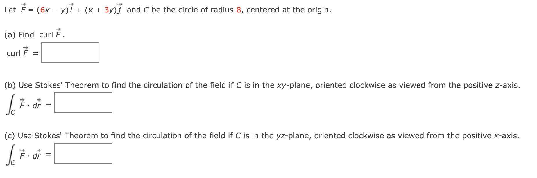 Solved Let vec(F)=(6x-y)vec(i)+(x+3y)vec(j) ﻿and C ﻿be the | Chegg.com