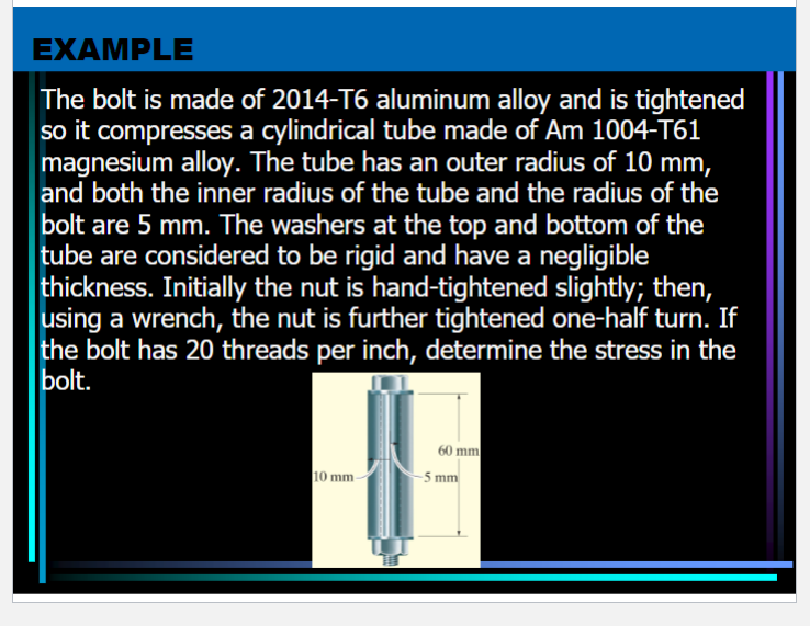 Solved EXAMPLE The bolt is made of 2014-T6 aluminum alloy | Chegg.com