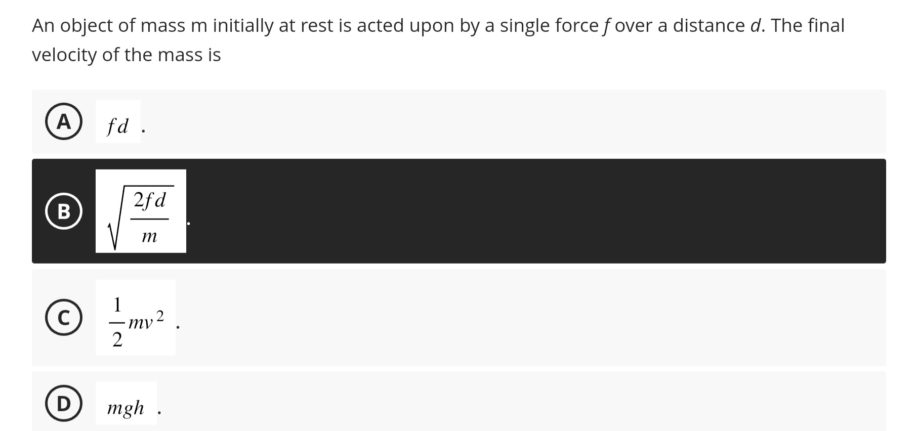 Solved An object of mass m initially at rest is acted upon | Chegg.com