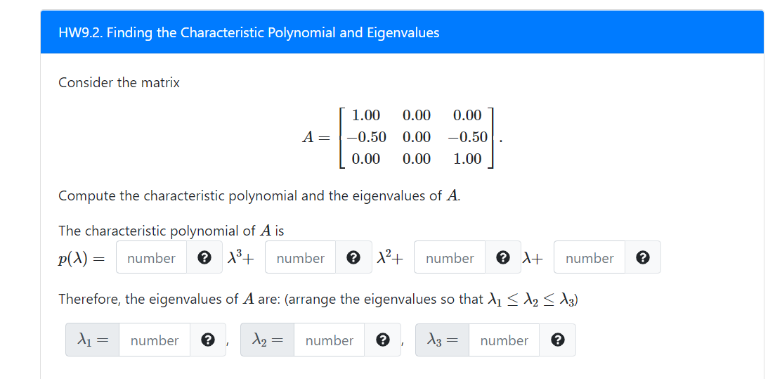 Solved HW9.2. Finding the Characteristic Polynomial and | Chegg.com