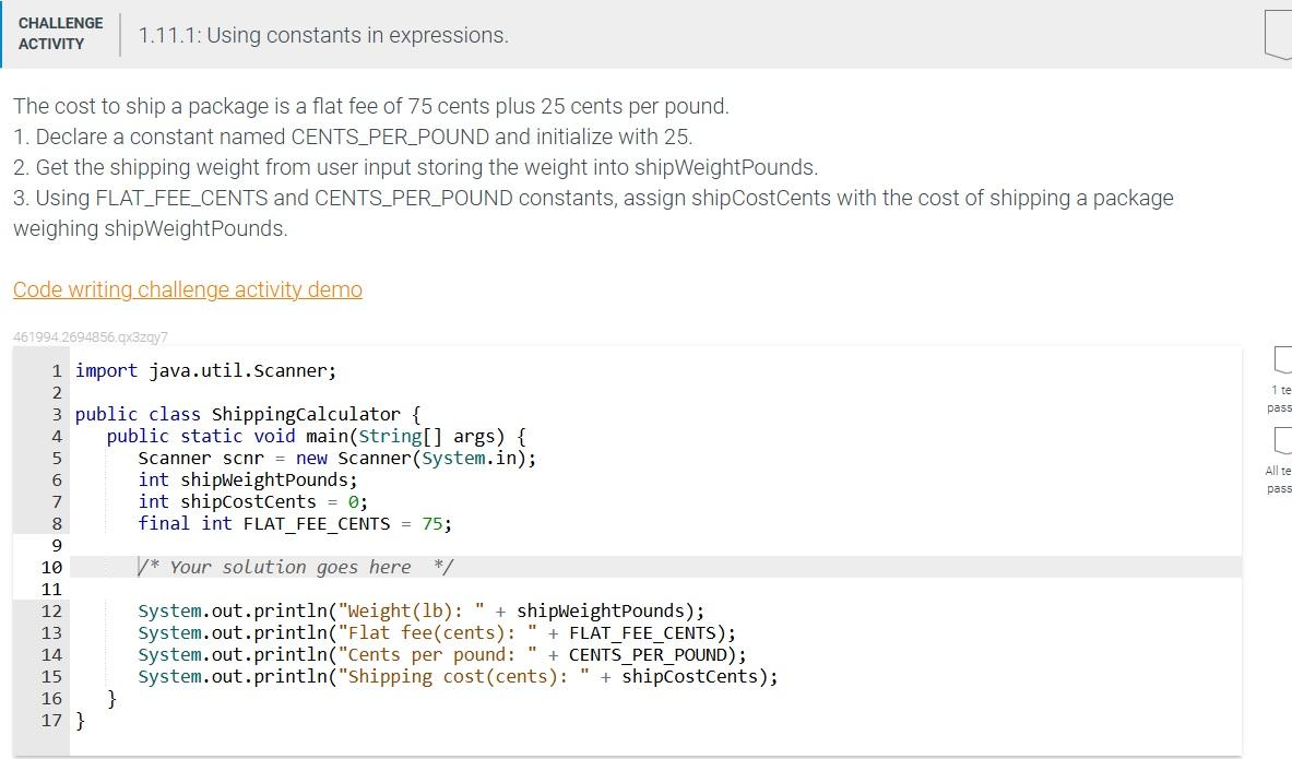 Solved The cost to ship a package is a flat fee of 75 cents | Chegg.com