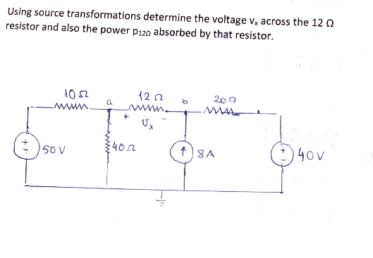 Solved Using source transformations determine the voltage Vx | Chegg.com