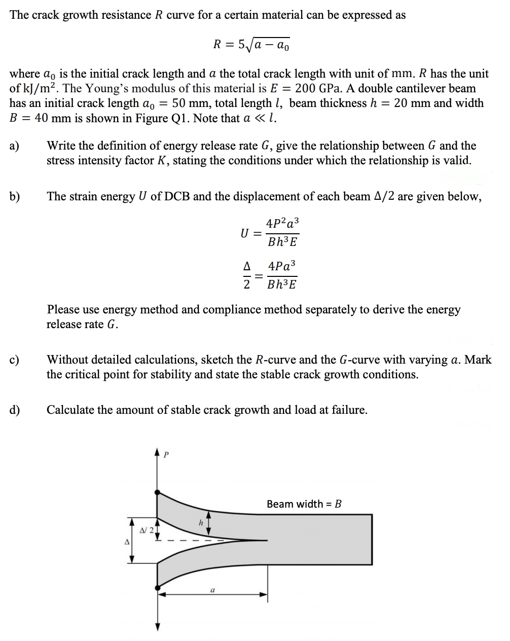 Solved The crack growth resistance R curve for a certain | Chegg.com