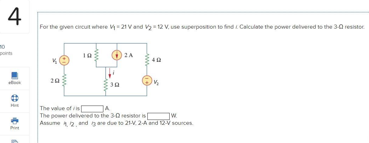 Solved For the given circuit where V1=21 V and V2=12 V, use | Chegg.com