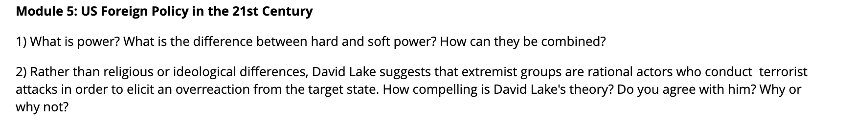 Solved Module 5: US Foreign Policy in the 21st Century 1) | Chegg.com