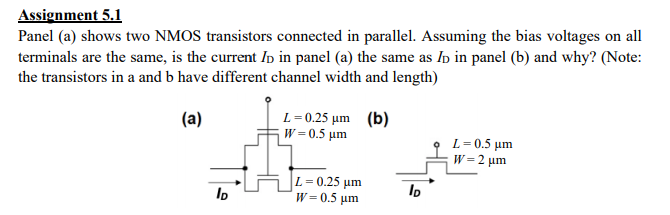 Solved Assignment 5.1 Panel (a) shows two NMOS transistors | Chegg.com