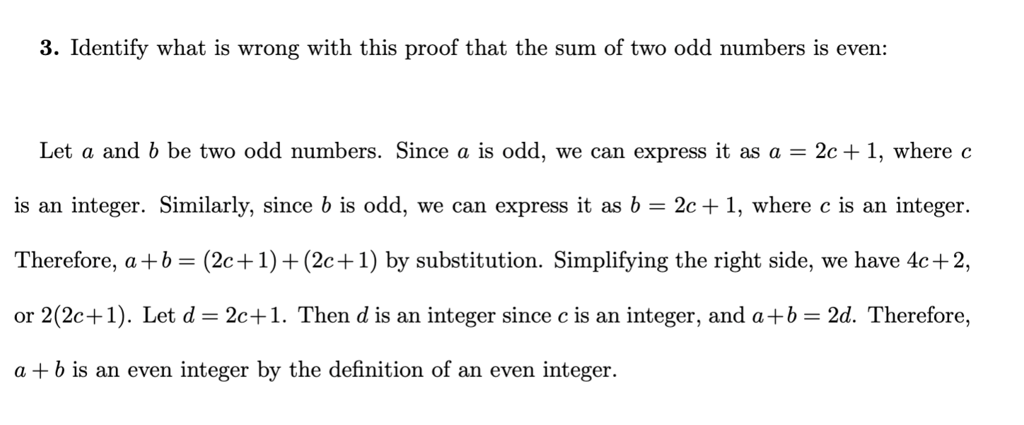 Solved 3. Identify what is wrong with this proof that the | Chegg.com