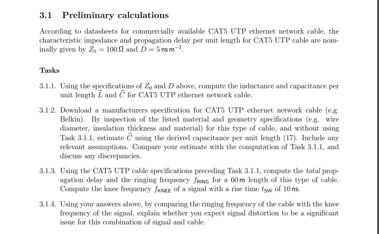 3.1 Preliminary calculations According to datasheets | Chegg.com