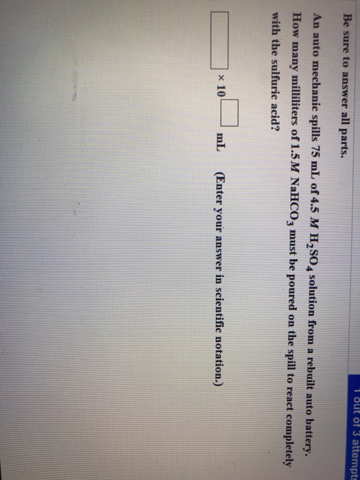 Solved out of 3 attempts Be sure to answer all parts. I2SO4 | Chegg.com