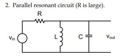 Solved 2. Parallel resonant circuit (R is large). R Vin L с | Chegg.com